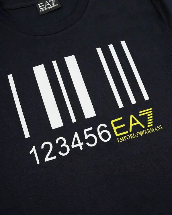 EA7 Dark Blue Logo T-shirt With Round Neck