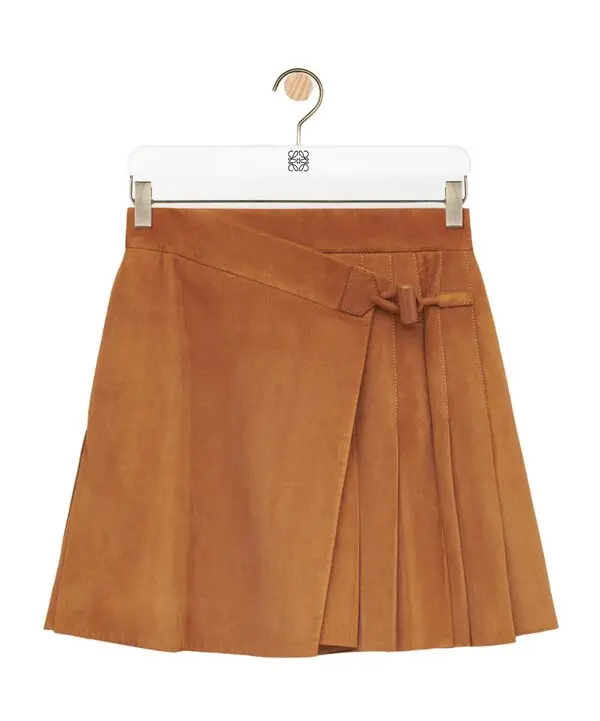 Loewe Buckle Pleated Short Skirt - Toffee