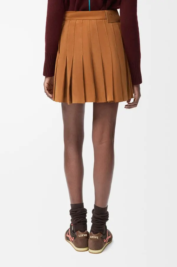 Loewe Buckle Pleated Short Skirt - Toffee