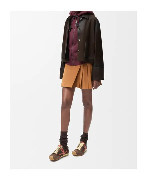 Loewe Buckle Pleated Short Skirt - Toffee