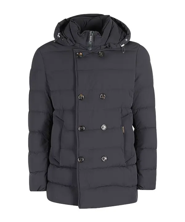 MOORER Hooded Jacket With Double-breasted Closure - Black
