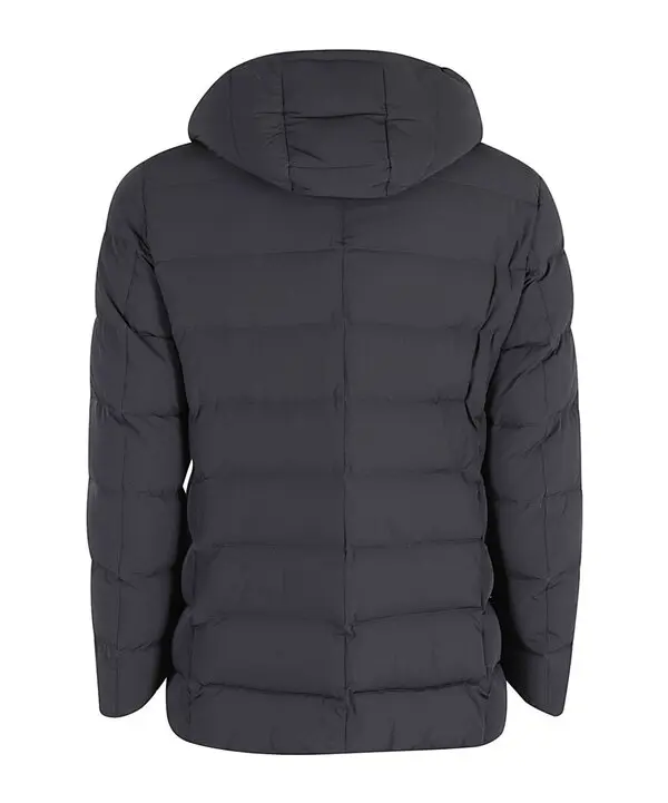MOORER Hooded Jacket With Double-breasted Closure - Black