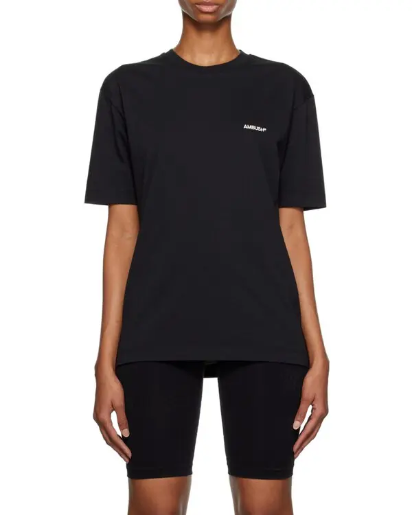 AMBUSH Crewneck T-shirts With Logo Embroidery - Black