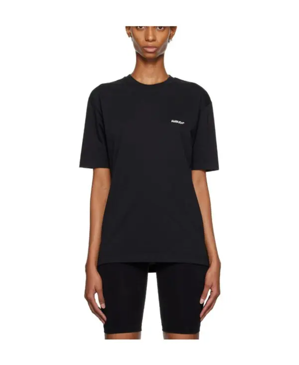 AMBUSH Crewneck T-shirts With Logo Embroidery - Black