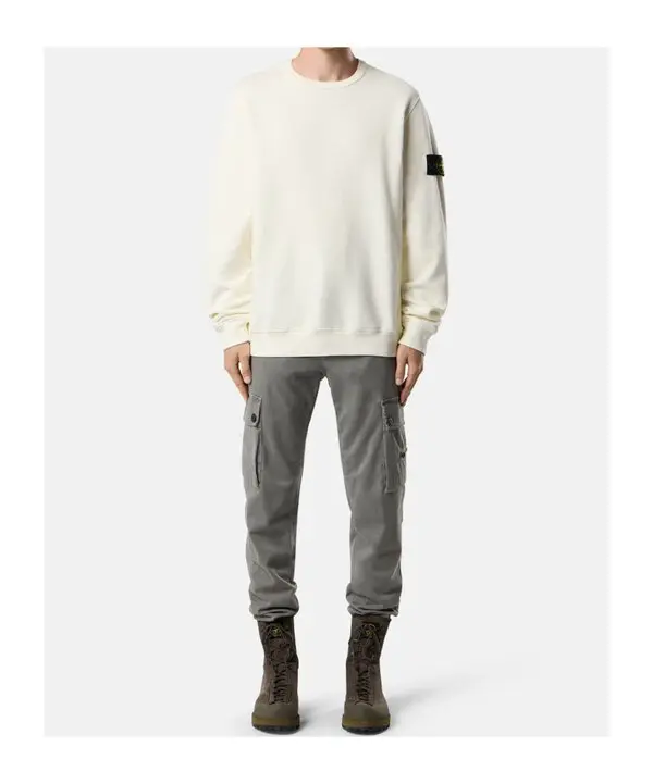 Stone Island Logo Patch Crewneck Sweatshirt - Ivory