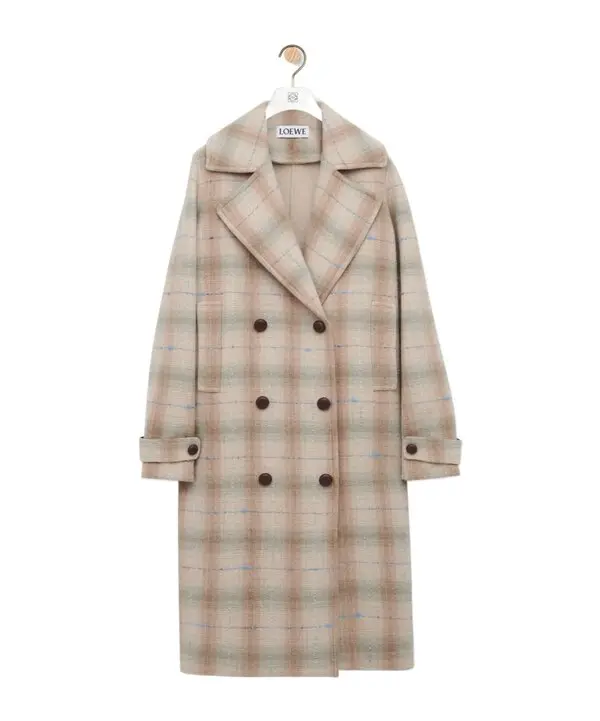 Loewe Medium-weight Checked Coat - Light Brown