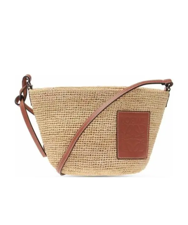 Loewe Pochette Bag In Raffia And Calfskin