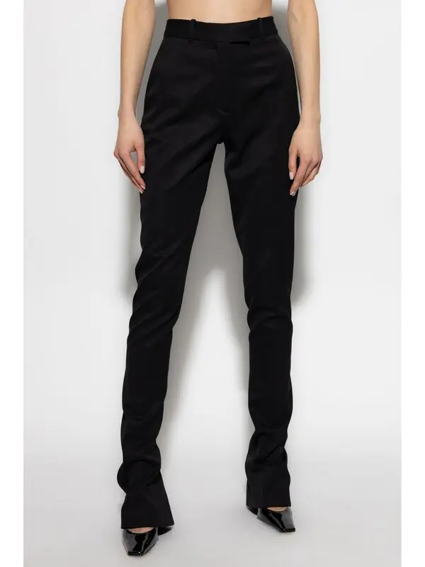Attico Low-waisted Long Flare Pants - Black
