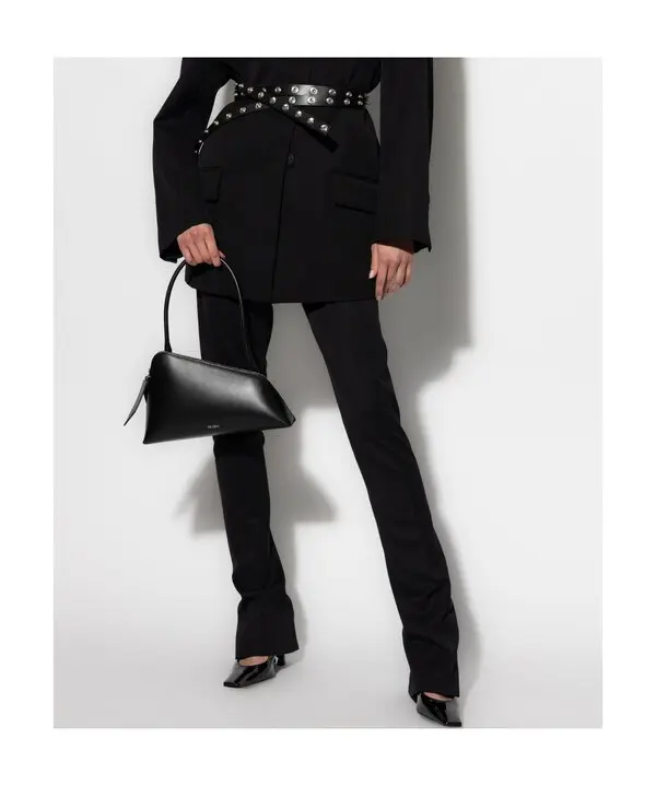 Attico Low-waisted Long Flare Pants - Black