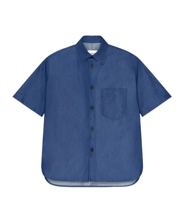 Givenchy Couture Seam Denim Short-sleeve Shirt