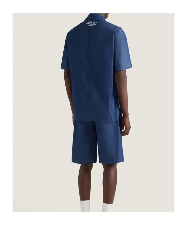 Givenchy Couture Seam Denim Short-sleeve Shirt