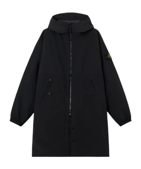 Stone Island Zipped Hooded Parka With Embroidered Compass Logo