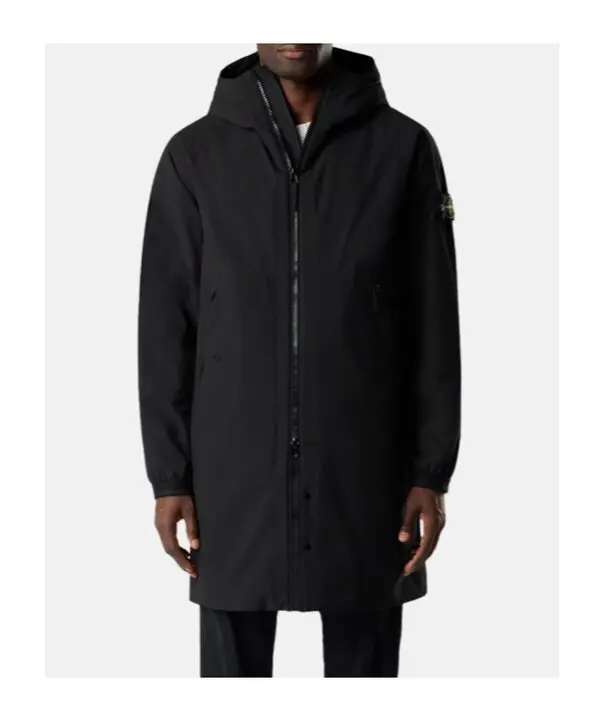 Stone Island Zipped Hooded Parka With Embroidered Compass Logo