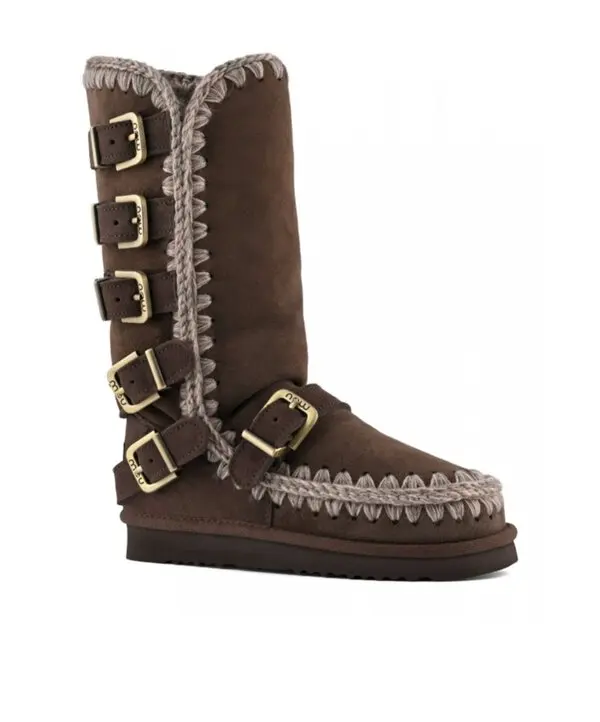 Mou Eskimo Buckle Strap Boots - Brown Pepper