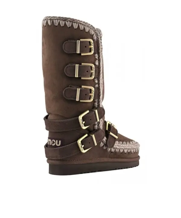 Mou Eskimo Buckle Strap Boots - Brown Pepper