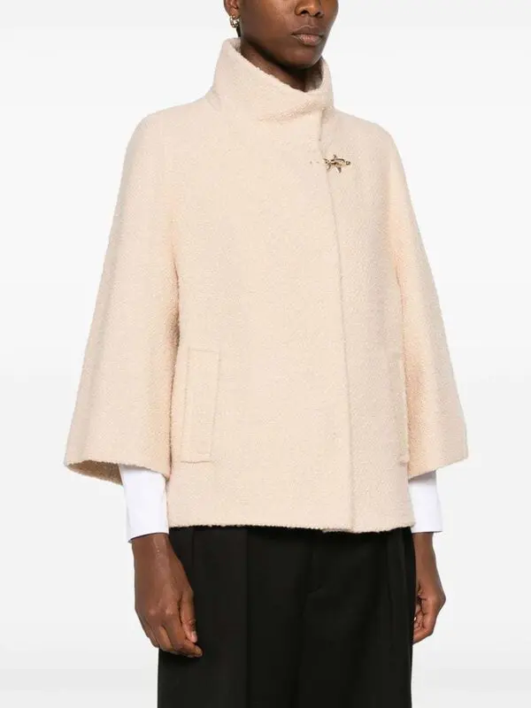 FAY Long-sleeved Blend Cape With High Neck - Nude