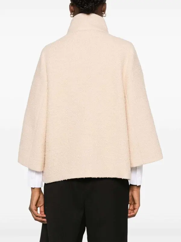 FAY Long-sleeved Blend Cape With High Neck - Nude
