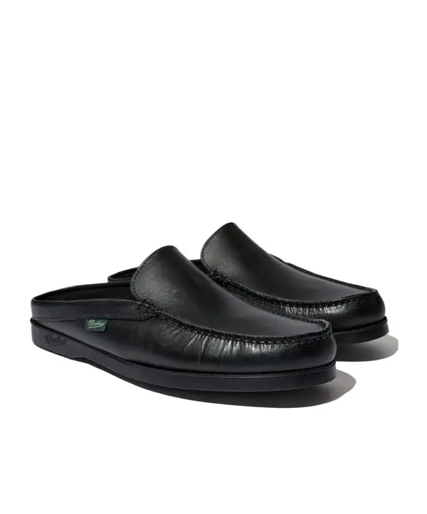 Paraboot Round Toe Slip-on Mules - Black