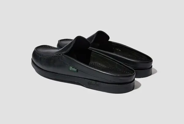 Paraboot Round Toe Slip-on Mules - Black