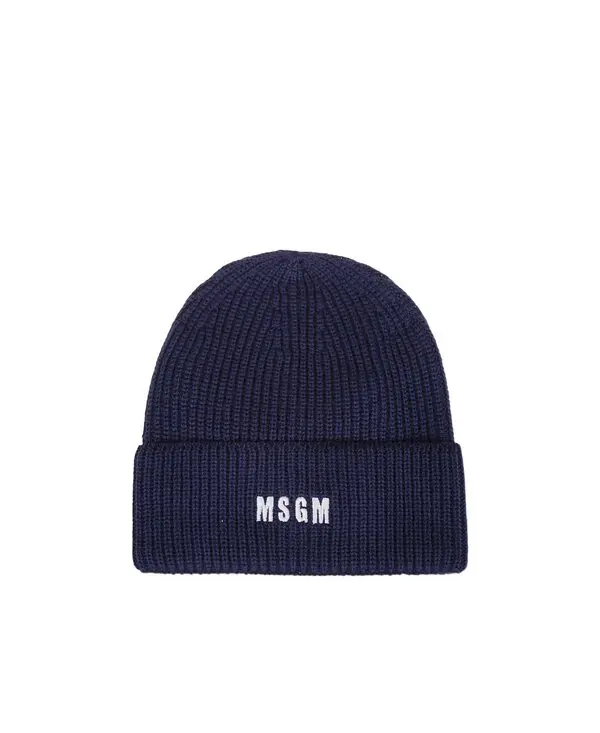 MSGM Logo Embroidered Knitted Beanie - Black