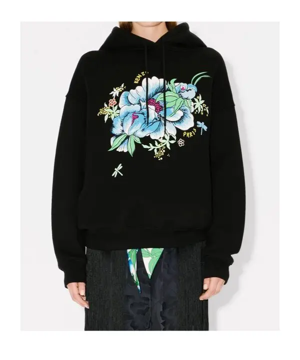 Kenzo Oversized Embroidered Peony Hoodie