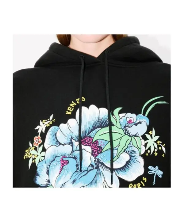 Kenzo Oversized Embroidered Peony Hoodie