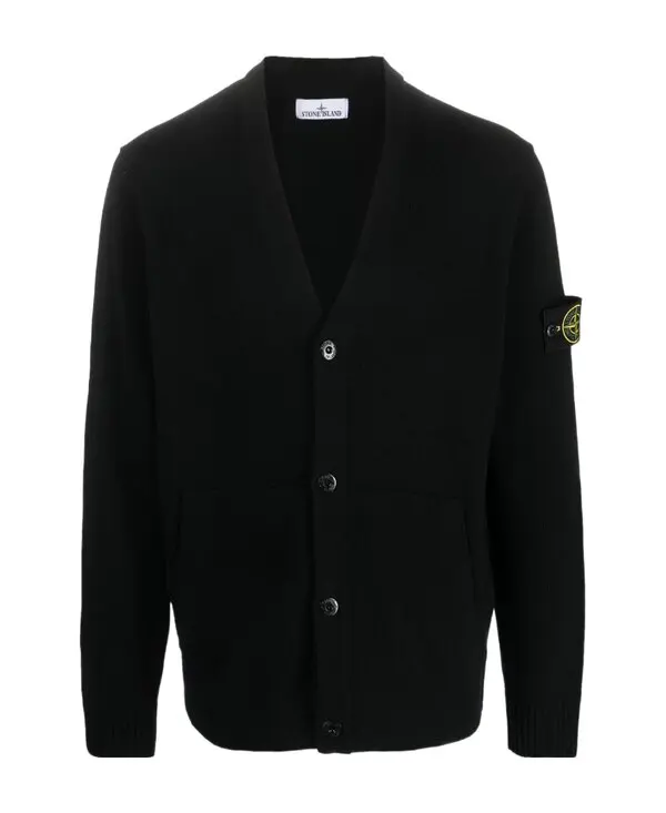 Stone Island Compass Motif Ribbed Cardigan