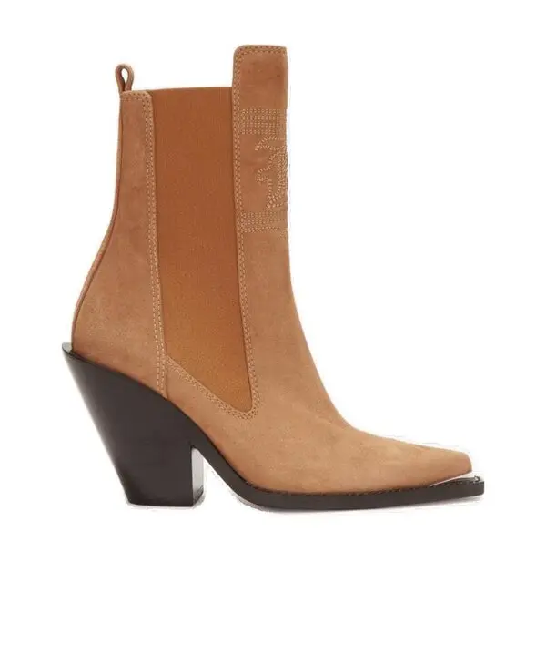 Ermanno Scervino Suede Ankle Boots With Slanted Heels