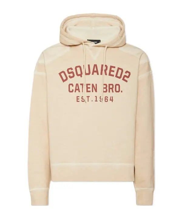 Dsquared2 Loose Fit Hoodie With Printed Detail - Sand