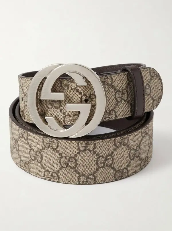 Gucci Gg Supreme Monogrammed Buckle Belt - Nude