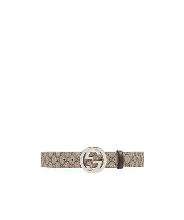 Gucci Gg Supreme Buckle Belt - Nude