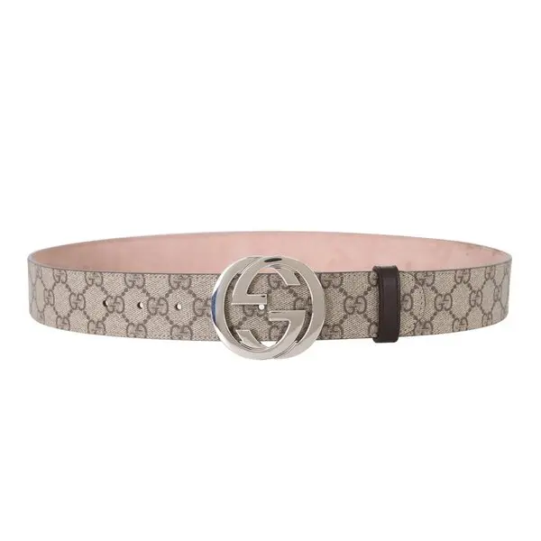 Gucci Gg Supreme Monogrammed Buckle Belt - Nude