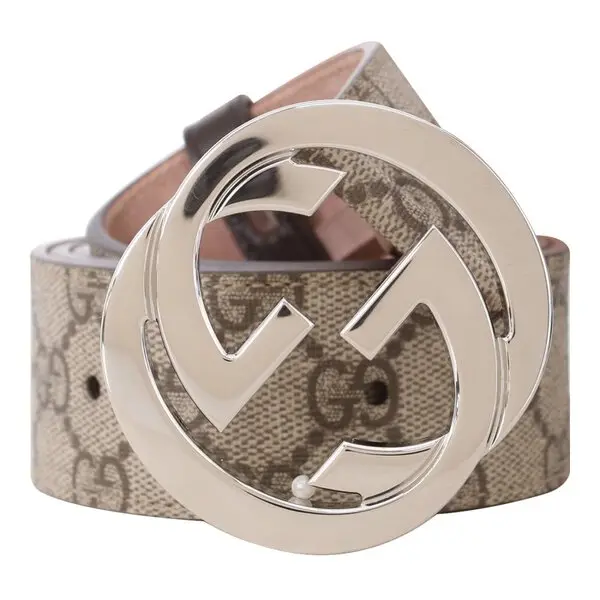 Gucci Gg Supreme Monogrammed Buckle Belt - Nude