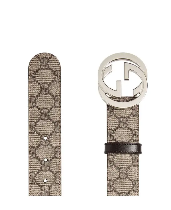 Gucci Gg Supreme Monogrammed Buckle Belt - Nude