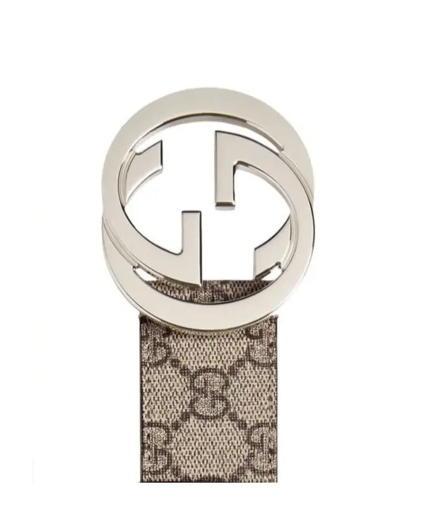 Gucci Gg Supreme Monogrammed Buckle Belt - Nude