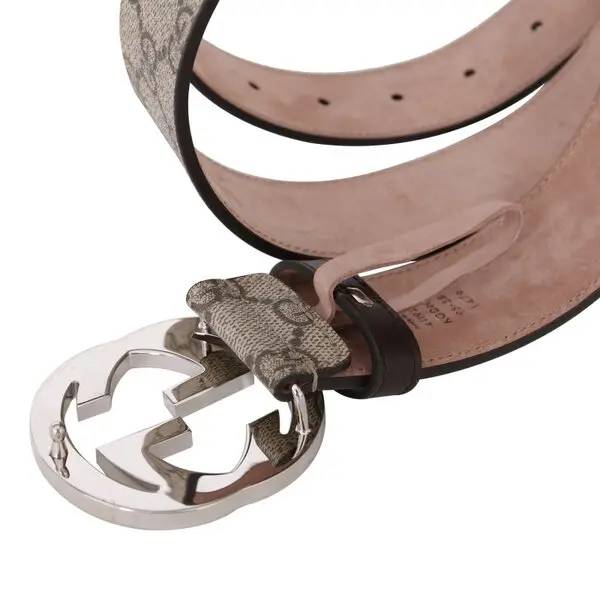 Gucci Gg Supreme Monogrammed Buckle Belt - Nude