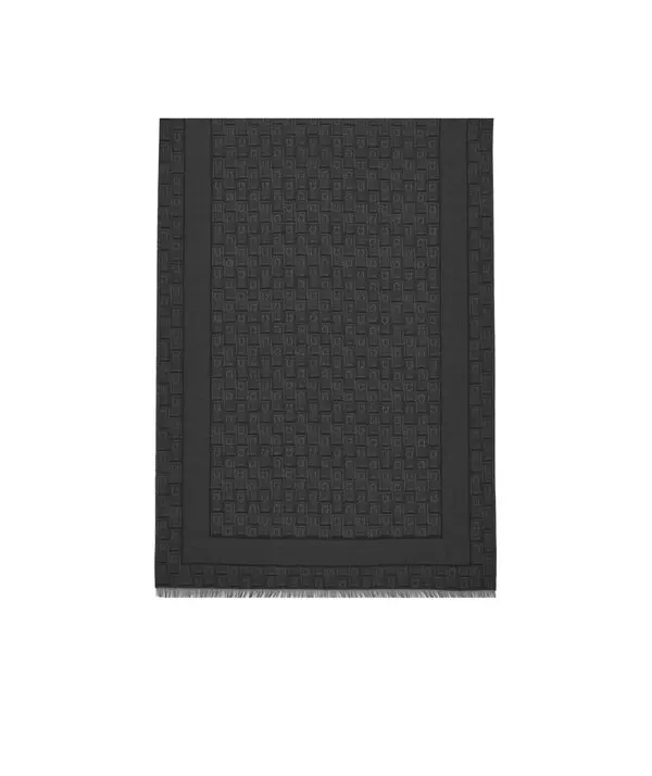 FERRAGAMO Gancini Monogram Jacquard Wool Scarf - Black
