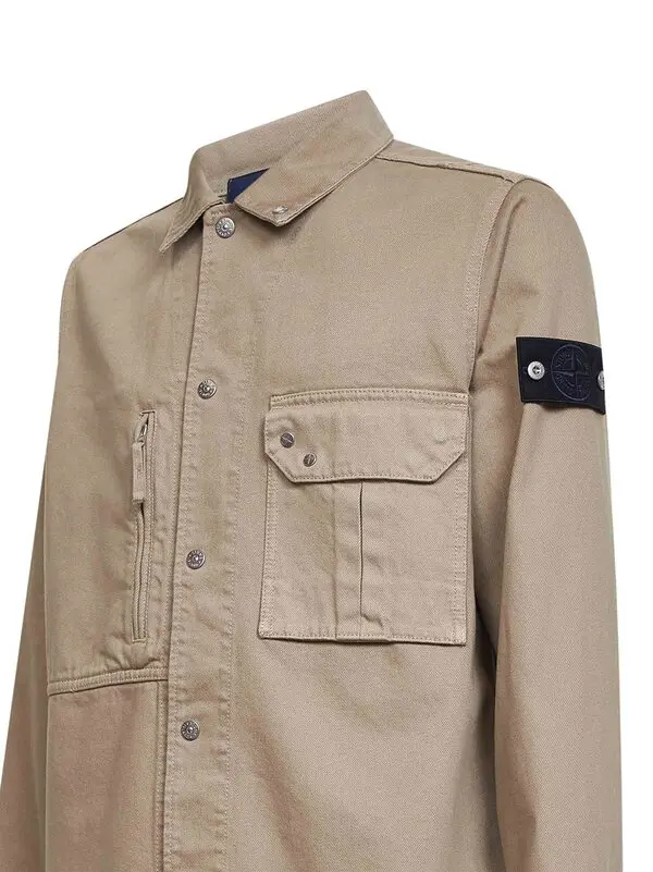 Stone Island Compass Patch Denim Overshirt
