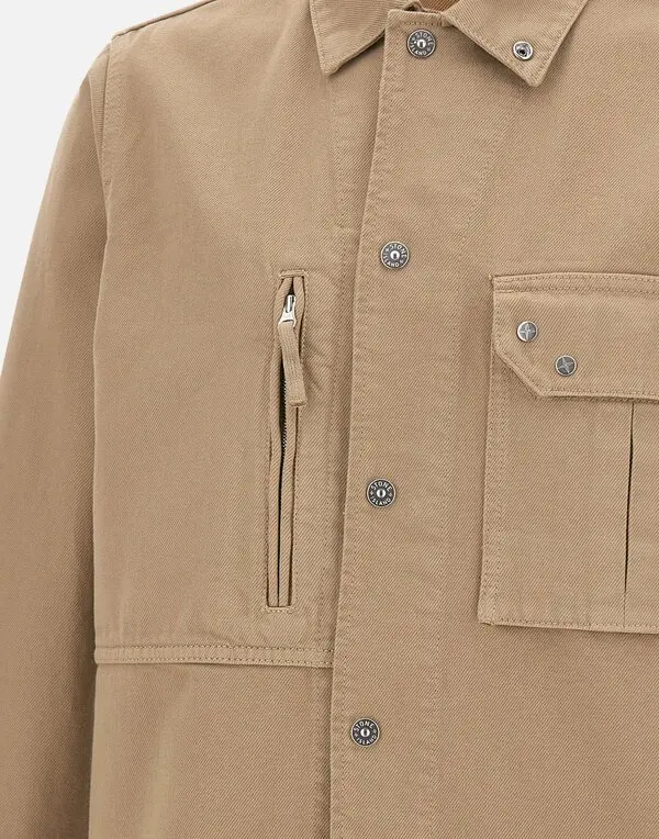 Stone Island Compass Patch Denim Overshirt