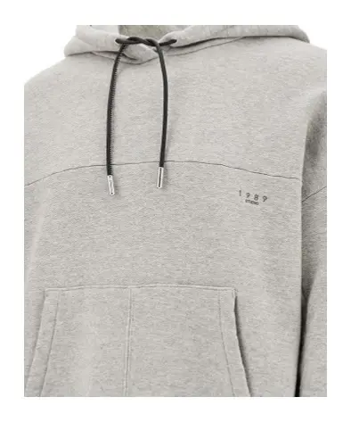 1989 STUDIO Logo Embroidered Drawstring Hoodie - Grey
