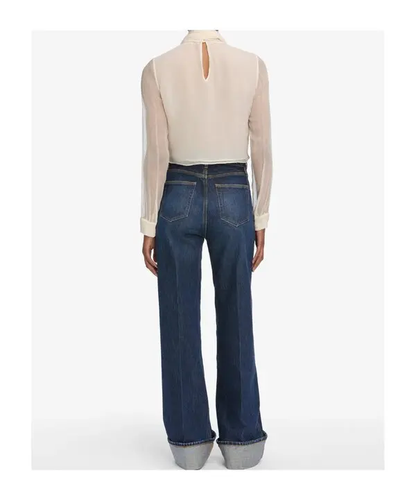 FRAME High-waisted Cuffed Jeans - Black