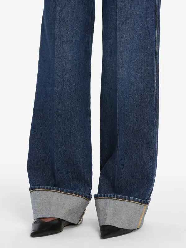 FRAME High-waisted Cuffed Jeans - Black