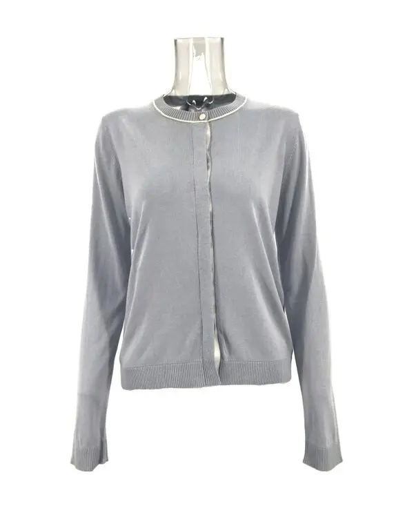 Max Mara Long-sleeved Knitted Cardigan With Contrast Trim