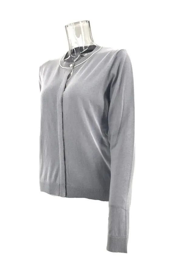 Max Mara Long-sleeved Knitted Cardigan With Contrast Trim
