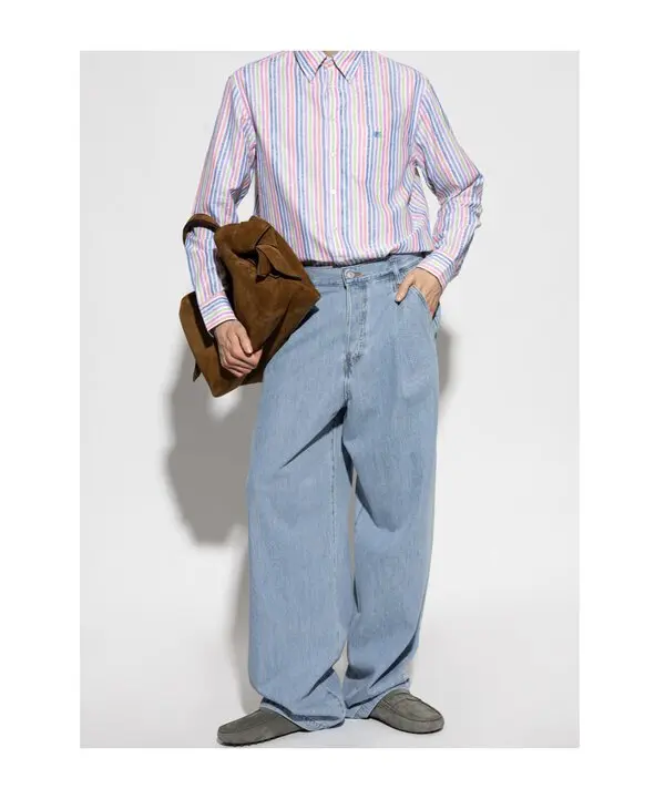 Etro Striped Logo Embroidered Shirt - White