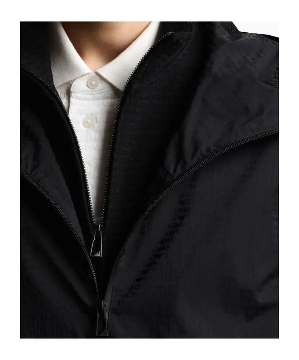 Emporio Armani Zip-up Hooded Jacket With All-over Letter Pattern