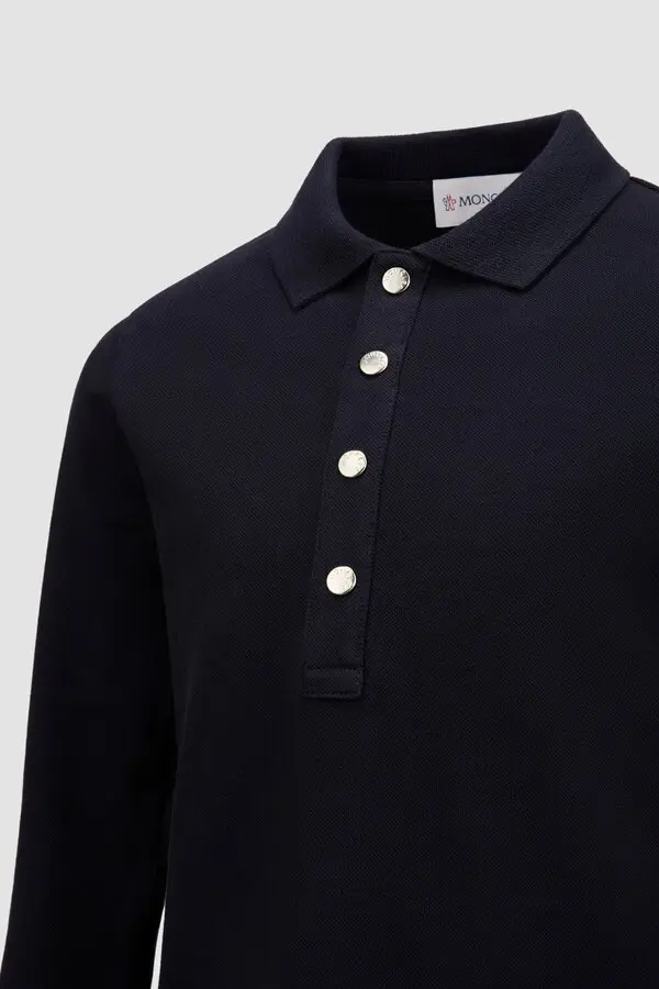 Moncler Long Sleeve Polo Dress With Pleated Skirt