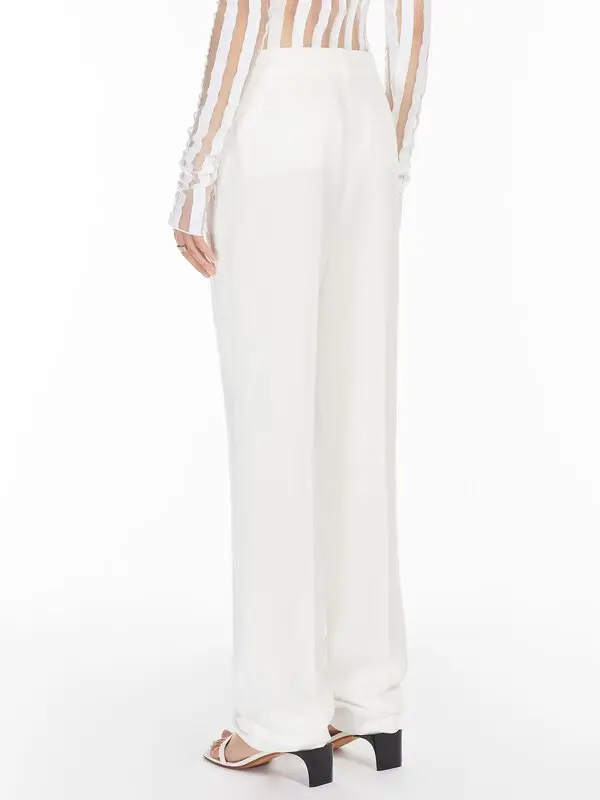 Sportmax Flared Viscose And Linen Twill Trousers