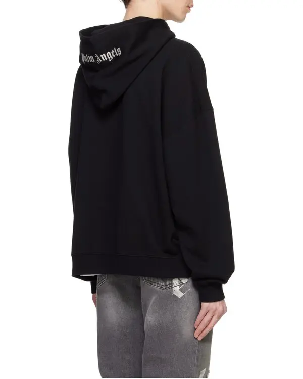 Palm Angels Logo Embroidered Hoodie - Black