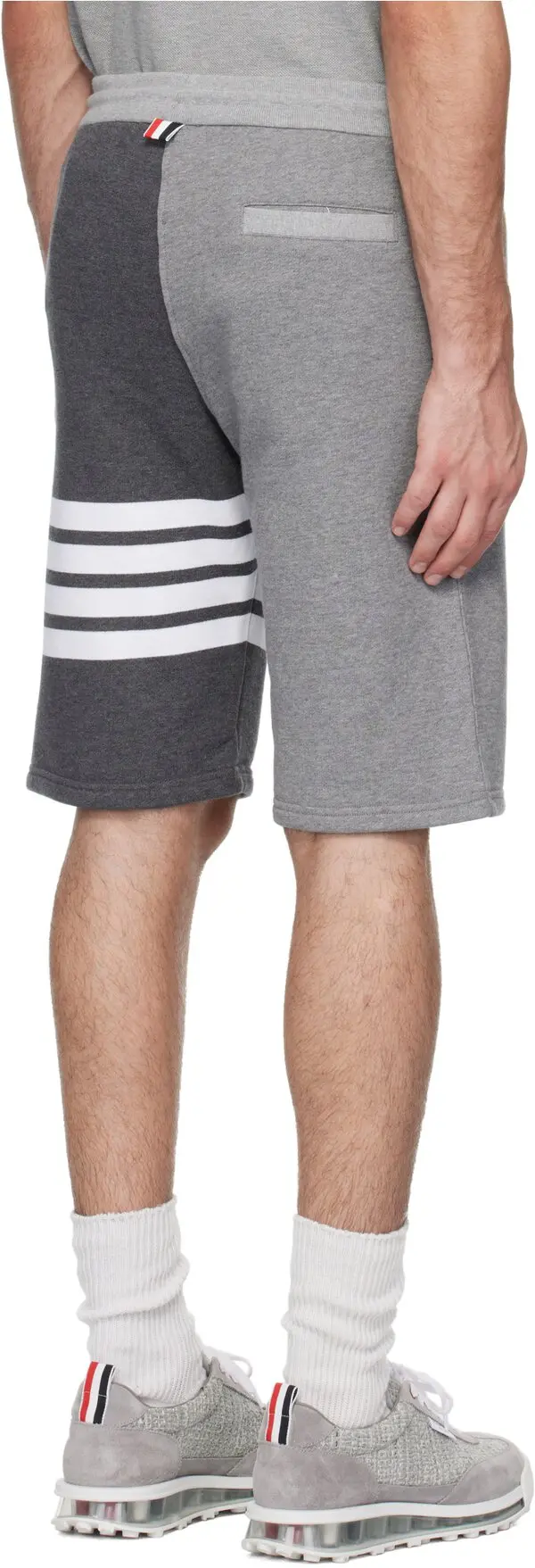 Thom Browne Four-bar Striped Drawstring Shorts - Gray